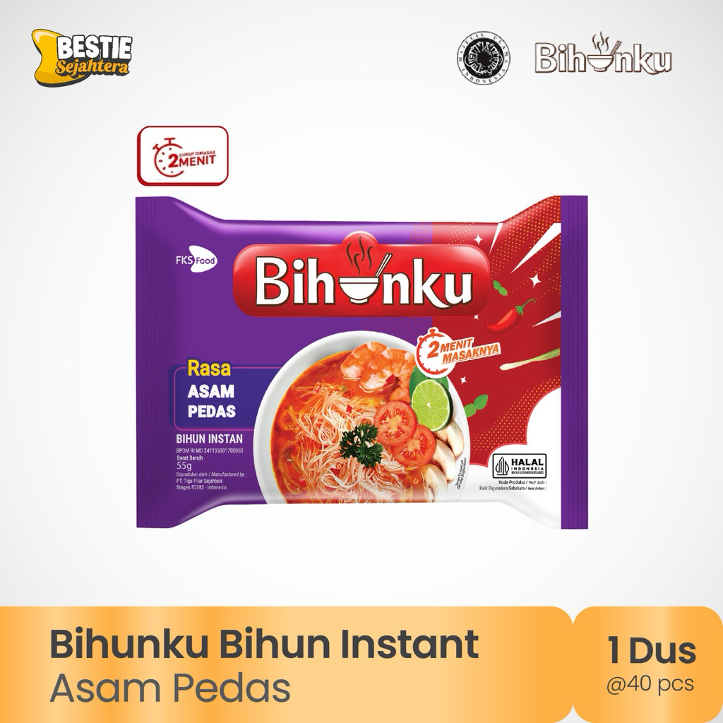 Jual Bihunku Instan - Asam Pedas - 1 karton - 40 Pcs - 55gr | Shopee ...