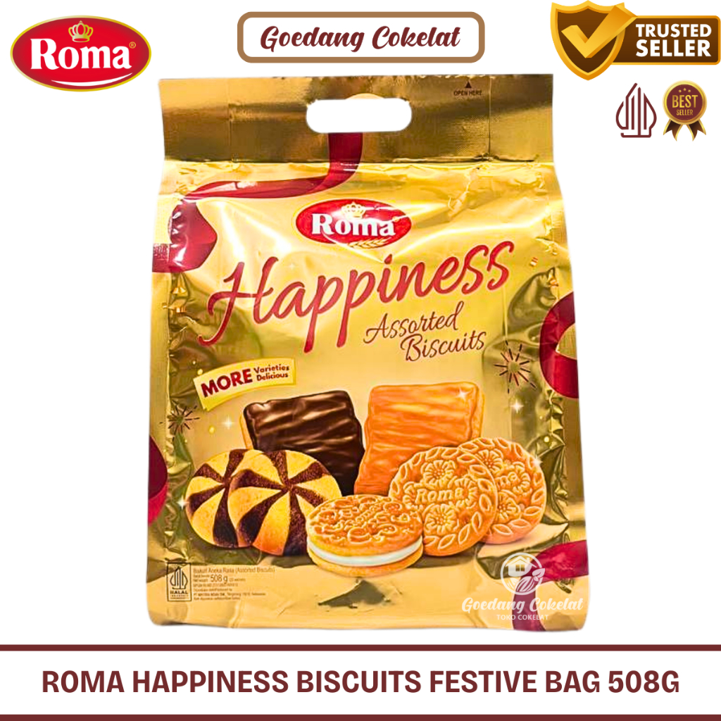 Jual ROMA HAPPINESS Assorted Biscuits Festive Bag 508g Biskuit Krekers ...