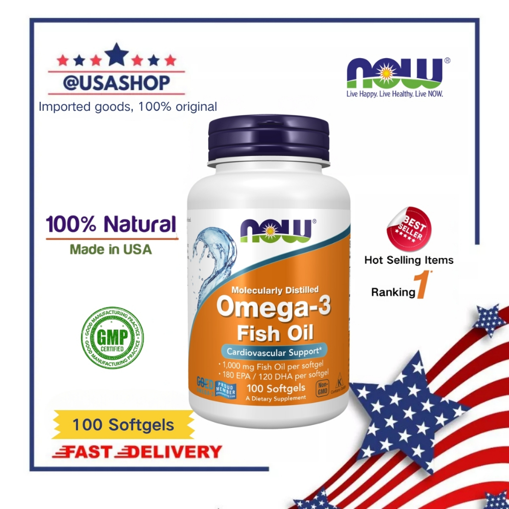 Jual Now Vitamin Suplemen Omega 3 1000 mg fish oil 180 EPA 120 DHA Now ...