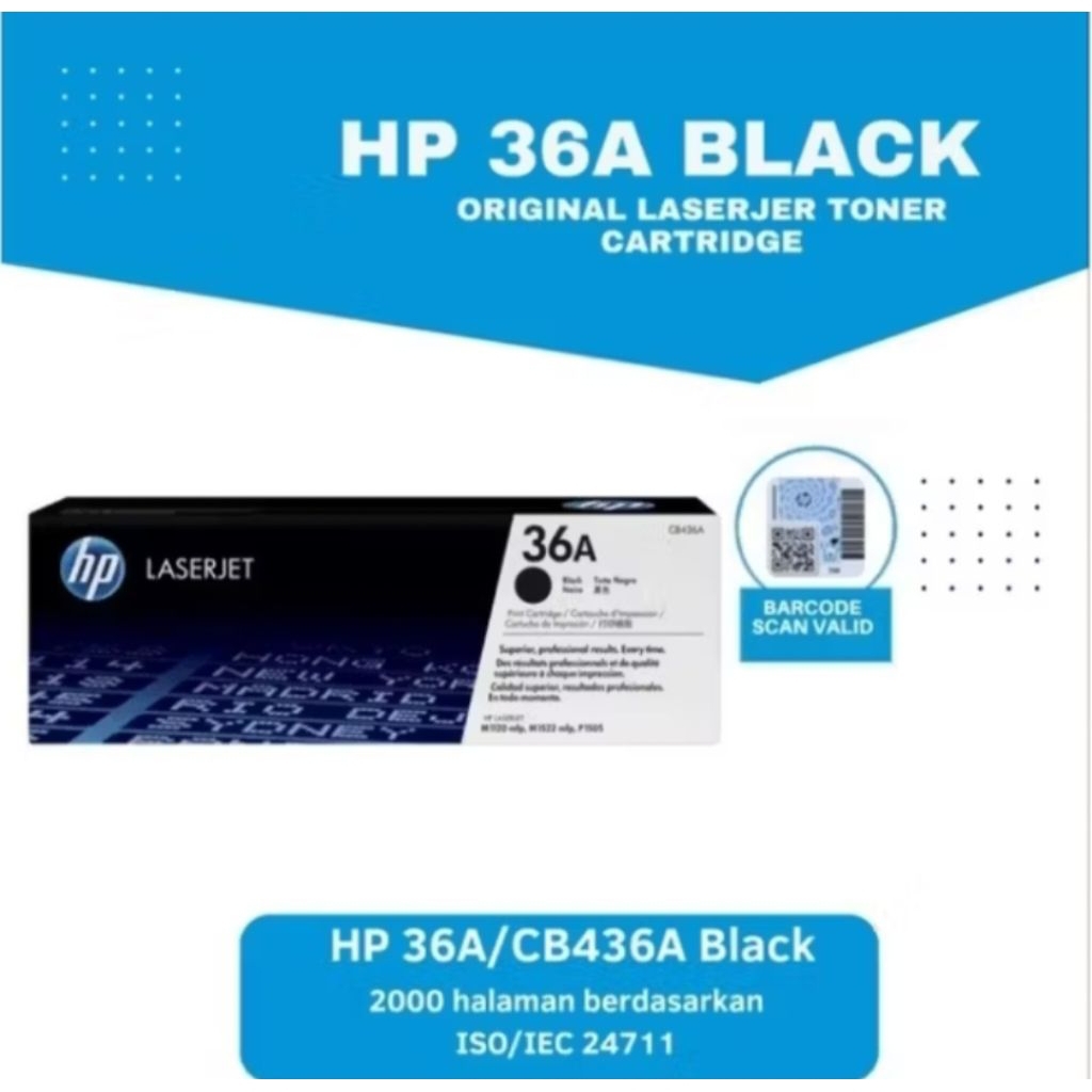 Jual Toner Hp Catridge 36A Black CB436A Original | Shopee Indonesia