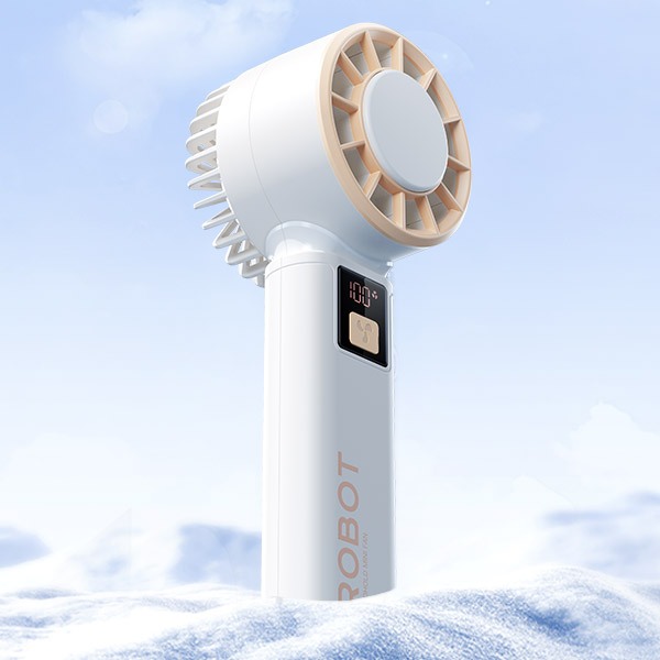 Jual ROBOT Mini Fan Highspeed Handheld With LED Display 2000mAh Kipas ...