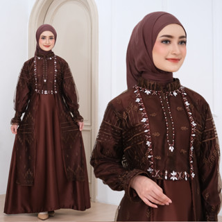 Jual Dress ANISA Luxury Set Gamis Inner+Outer Baju Lebaran 2026 Gaun ...