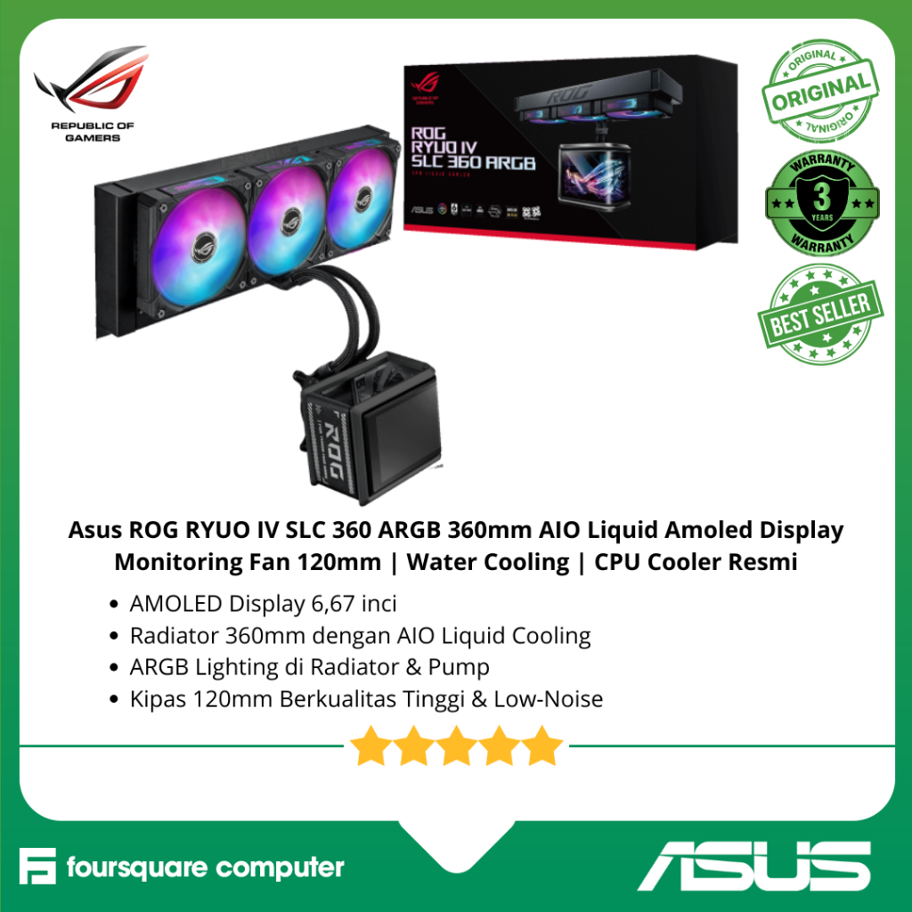 Jual Asus ROG RYUO IV SLC 360 ARGB 360mm AIO Liquid Amoled Display ...