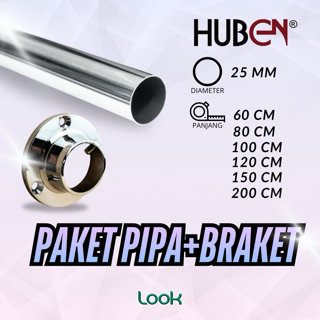 Jual Paket 1 Batang Pipa Bulat Besi Chrome 1 icnh 25 MM Huben Panjang ...