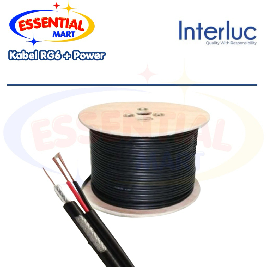 Jual Kabel CCTV RG6 + Power 300m Interluc Warna Hitam | Shopee Indonesia