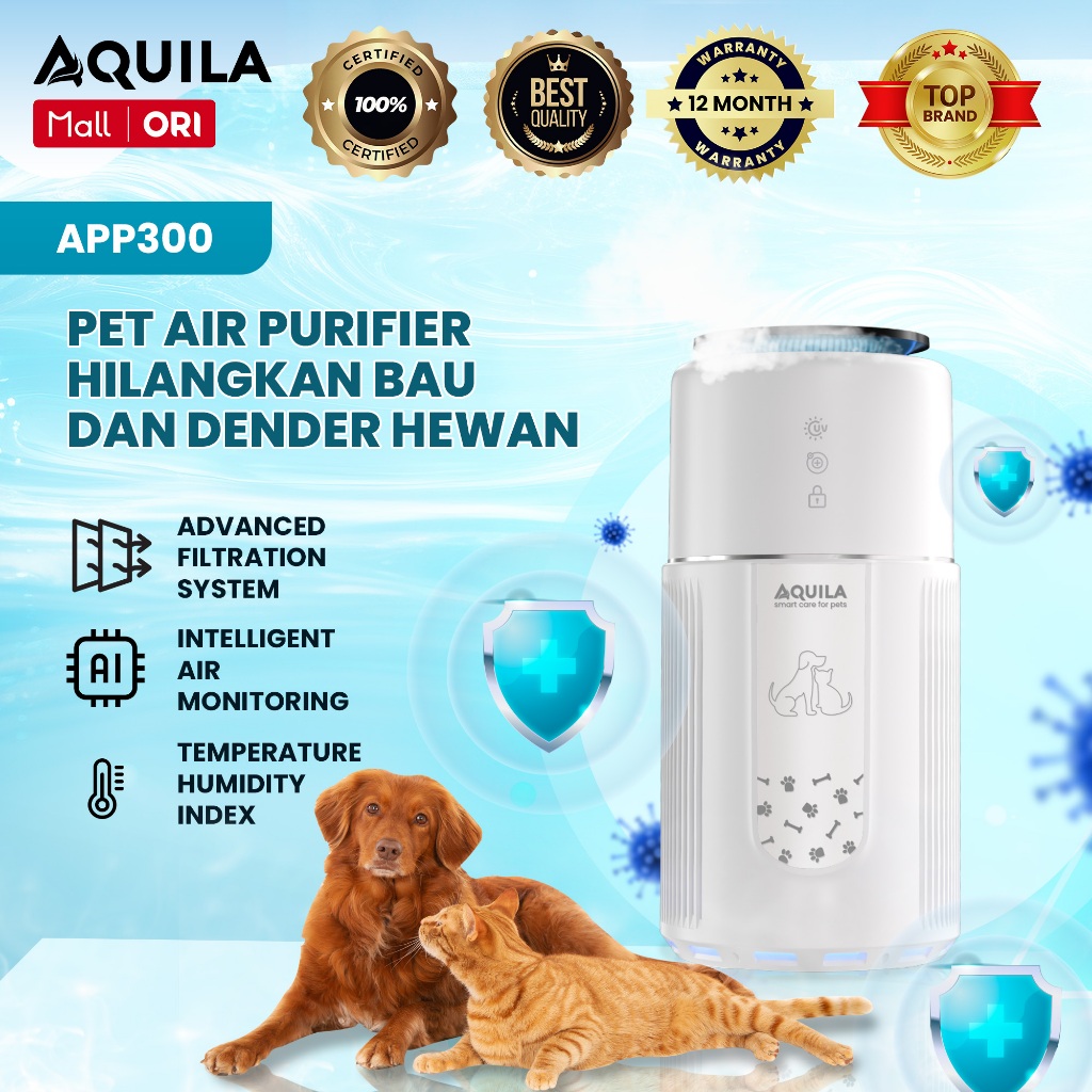 Jual Aquila Pet Air Purifier App300 with Hepa13 & Cadr 300m3/h | Shopee ...