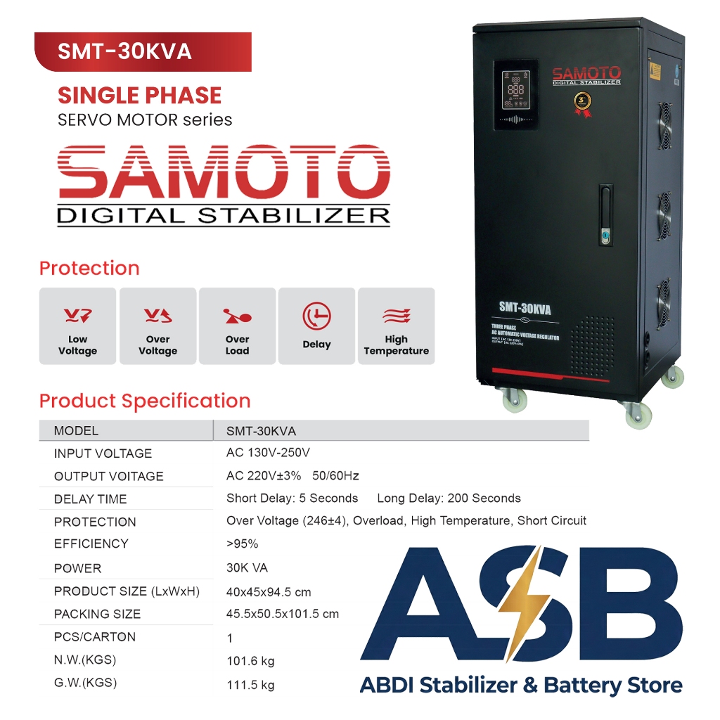 Jual SAMOTO SMT-30KVA Stabilizer Servo Digital Single Phase – Penstabil ...