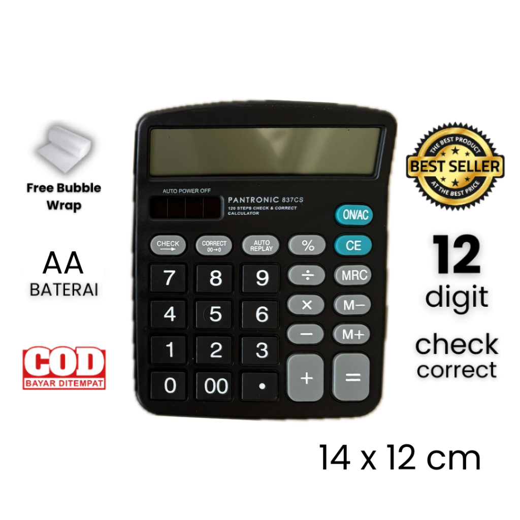 Jual Kalkulator Dagang CT 837 Citizen / Pantronic 12 Digit 2 Dual Power ...