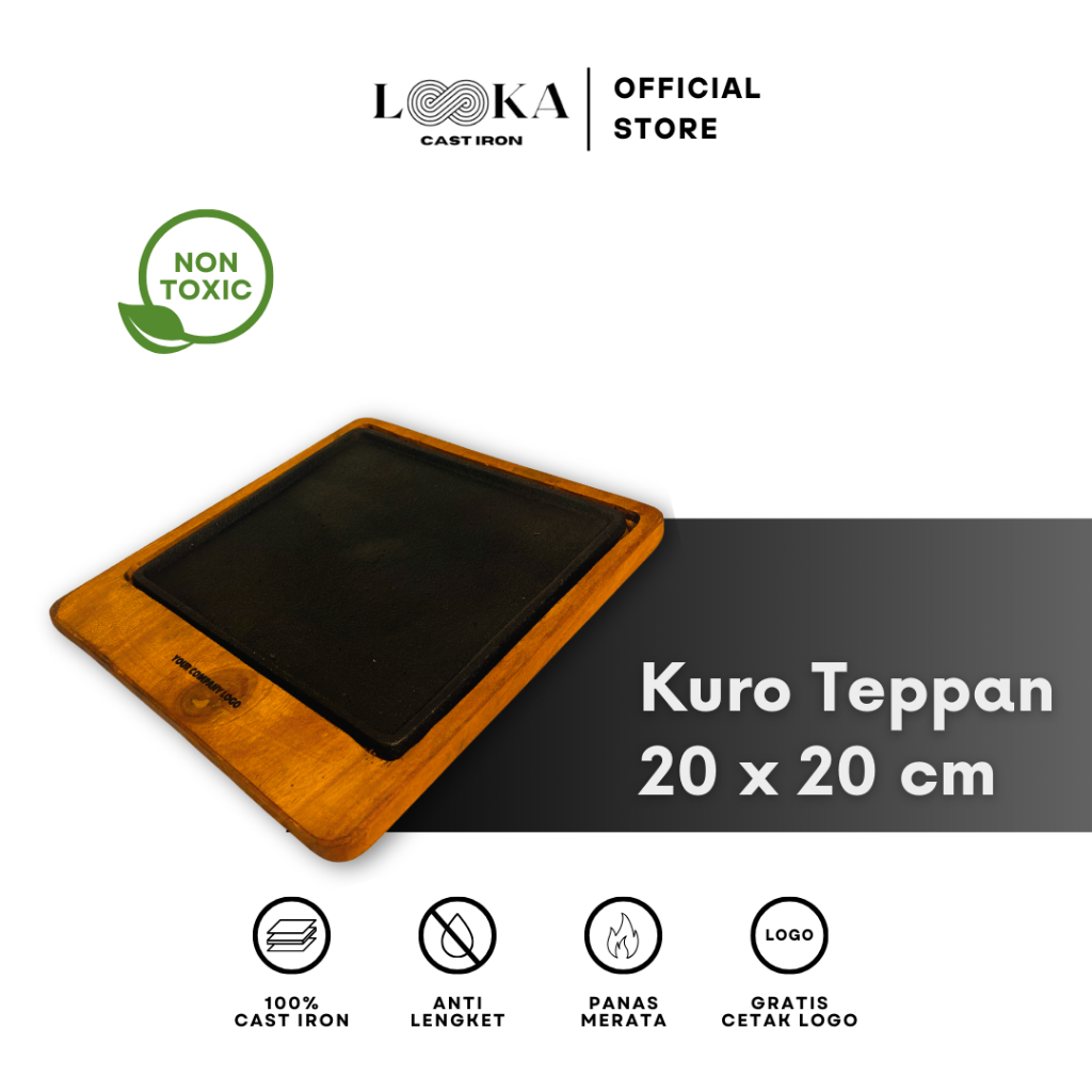 Jual Looka Cast Iron Hot Plate Kuro Teppan Plate Ukuran 20 x 20 cm ...