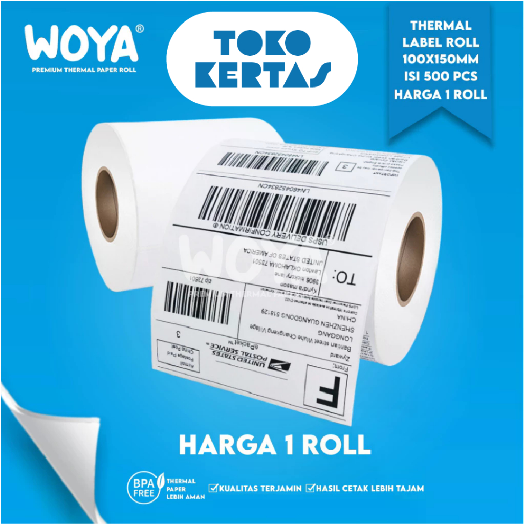 Jual WOYA - Thermal Stiker 150 x 100 Roll Isi 500 Pcs | Shopee Indonesia
