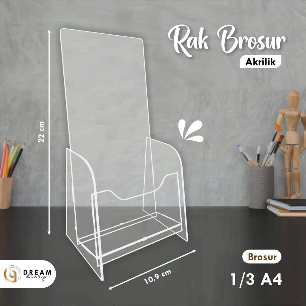Jual Tempat brosur Akrilik / Acrylic standing leaflet Ukuran A4 Lipat 3 ...