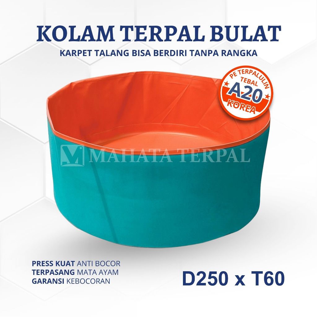 Jual Terpal Kolam Bulat Karpet Talang D250 x T60 Kokoh Tanpa Rangka ...