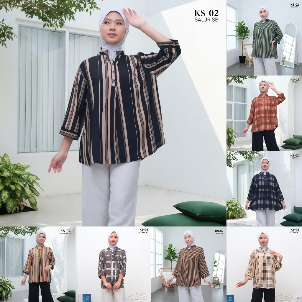 Jual Trend KS-02 Kemeja Atasan Wanita Rayon Premium LD110 LD120 Allsize ...