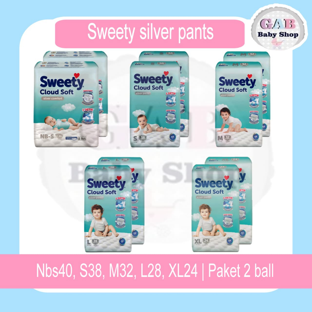 Jual Sweety Silver Pants Cloud Soft PAKET 2 BALL NBS40 TAPE/S38/M32/L28 ...