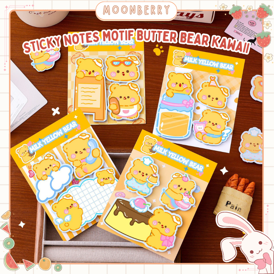Jual Sticky Notes Motif Butter Bear Karakter Lucu Beruang Kawaii 1 Set ...