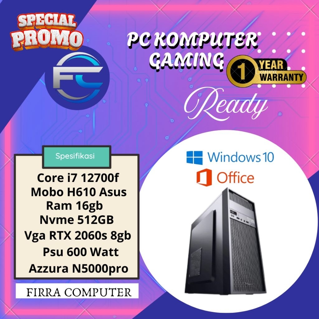 Jual PC KOMPUTER GAMING CORE I7 12700F RAM 16GB NVME 512GB VGA 2050 8GB ...