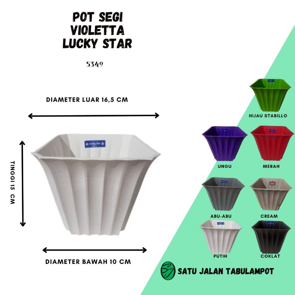 Jual Pot Bunga Segi Violetta Lucky Star Ukuran 5349 (16,5cm) | Shopee ...