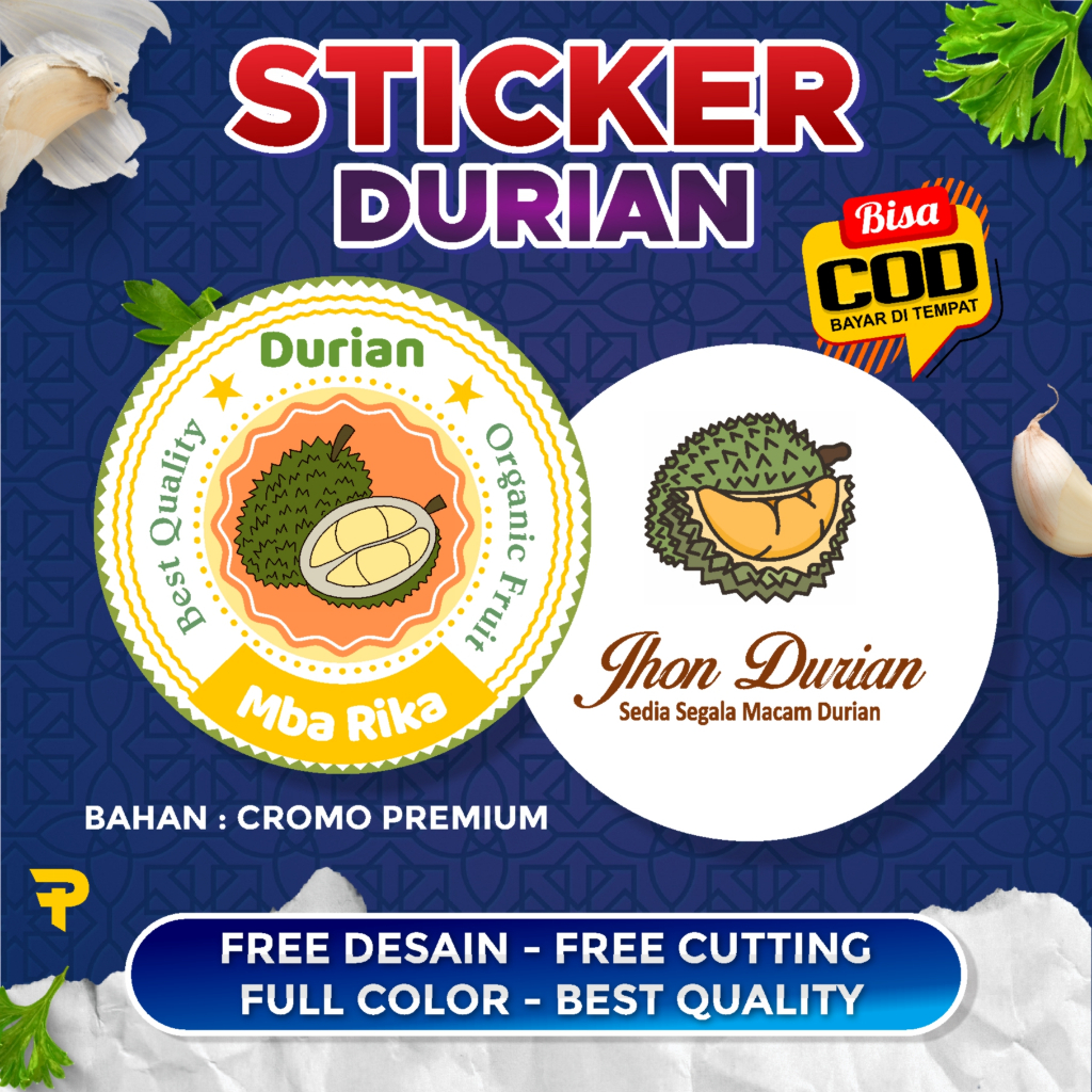 Jual stiker durian label durian stiker label dutian stiker label buah ...