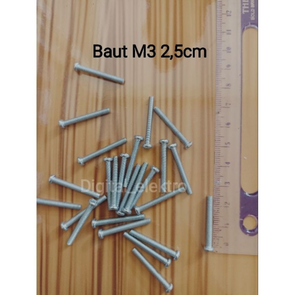 Jual baut 3x25 baut 3mm kepala bulat per 10 pcs baut 3mm | Shopee Indonesia