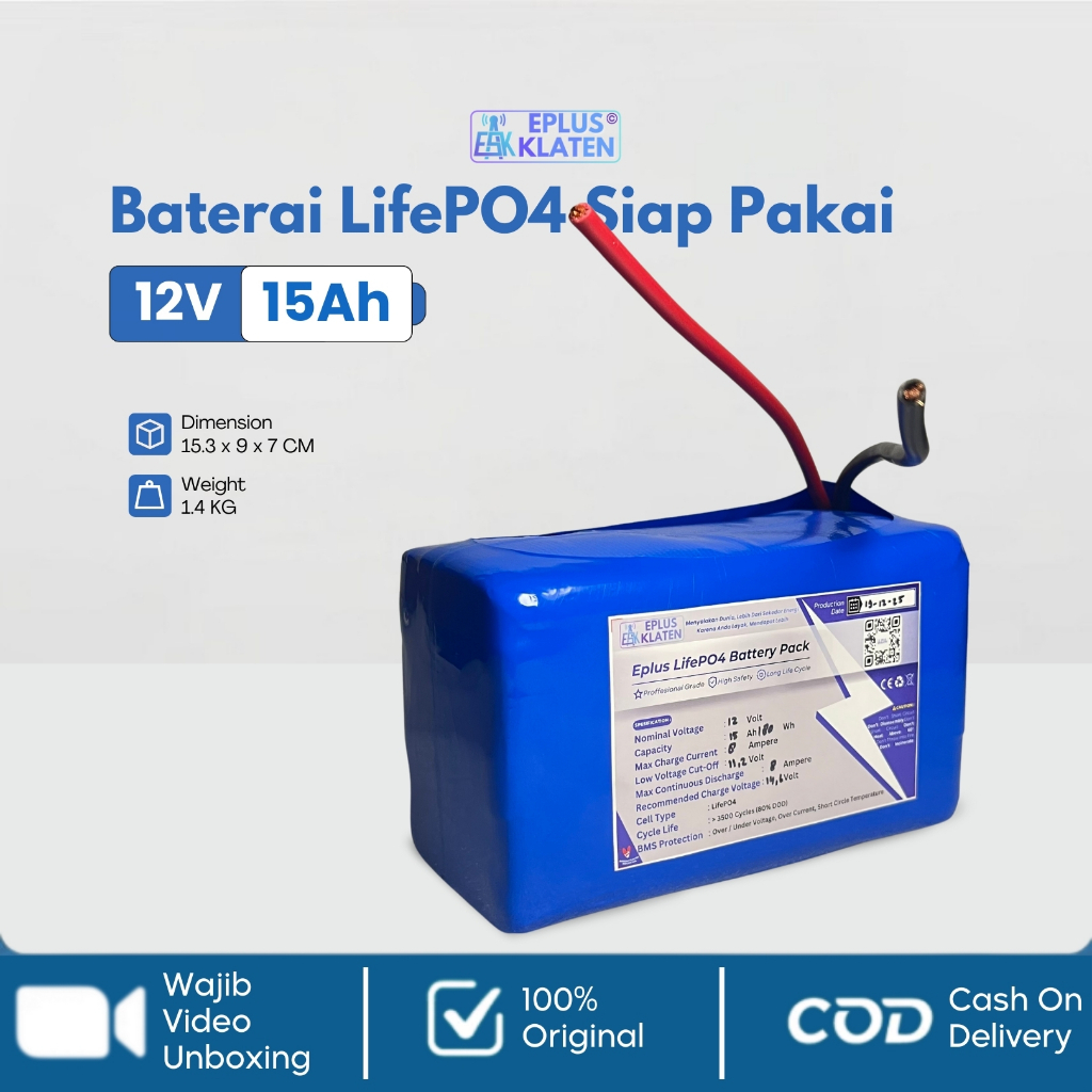Jual Baterai LifePO4 12V 15Ah + BMS NEW Cell Battery Setrum PDC Backup ...