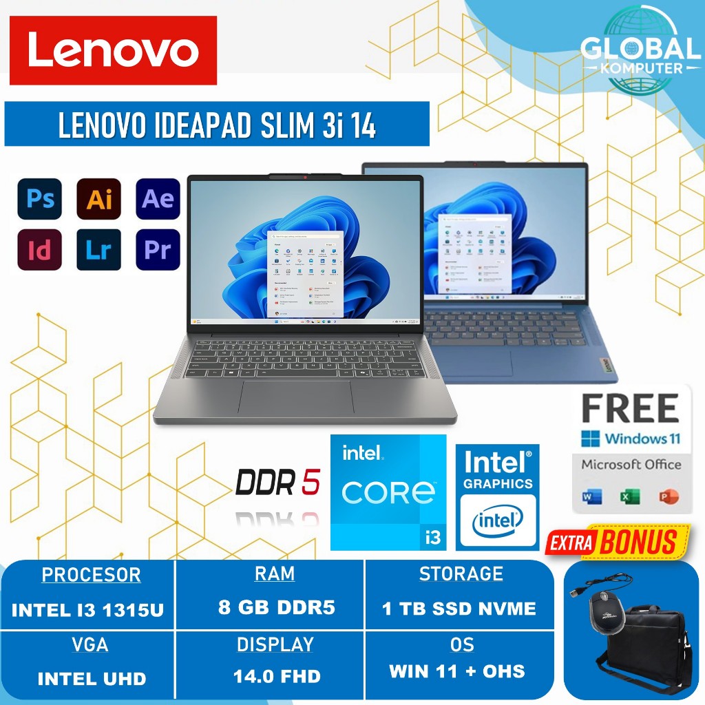 Jual Lenovo IdeaPad Slim 3 14IRU8 Intel Core i3-1315U 8GB DDR5 1TB SSD ...