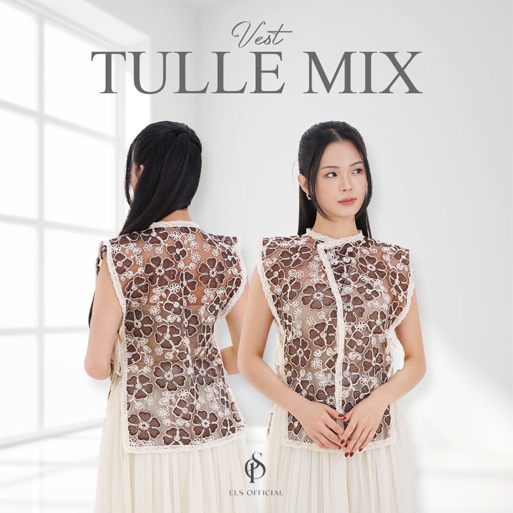 Jual ELS VEST TULLE MIX TALI korean look Ready Stock Vest Kekinian ...