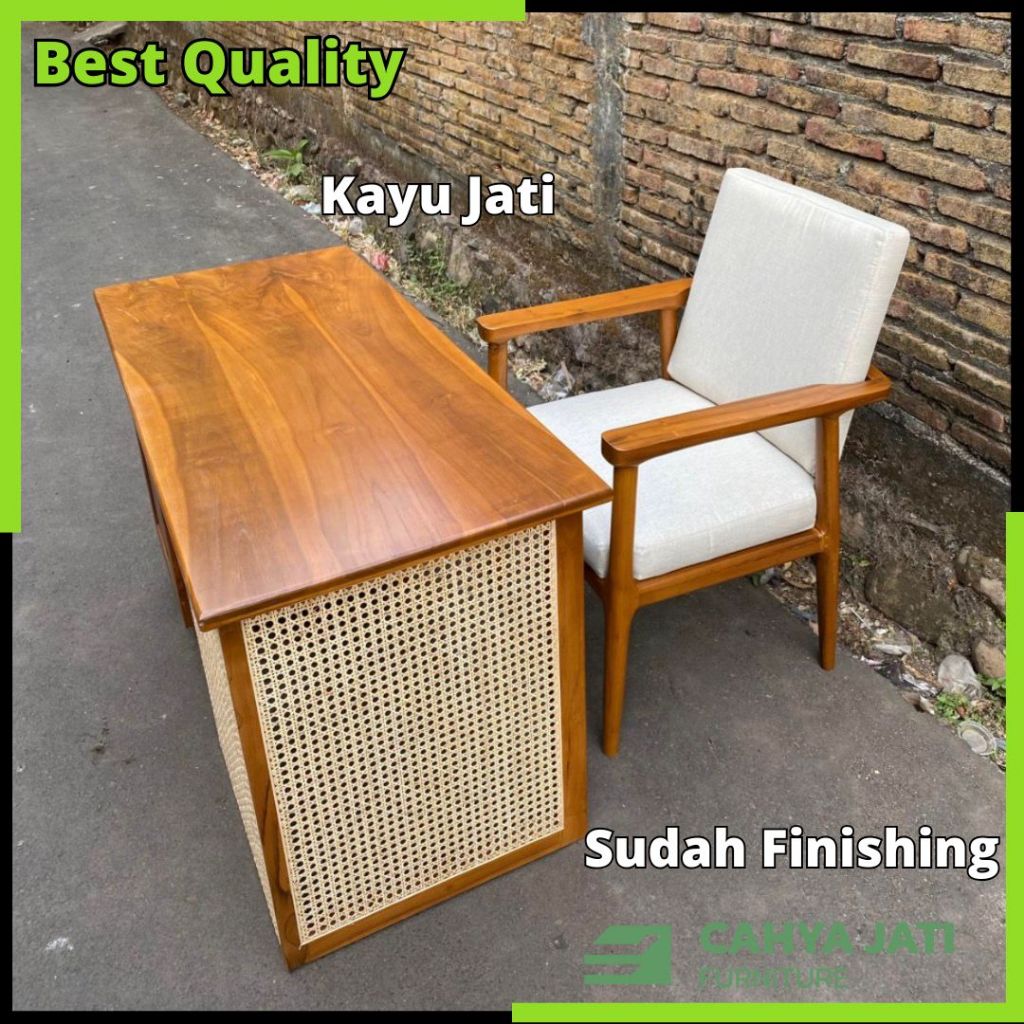 Jual Meja Belajar Kayu Jati Aesthetic Premium / Meja Kerja Kantor ...