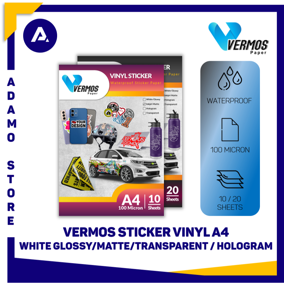 Jual Kertas Stiker Vinyl Vermos A4 Sticker Vinyl Vermos A4 Waterproof ...
