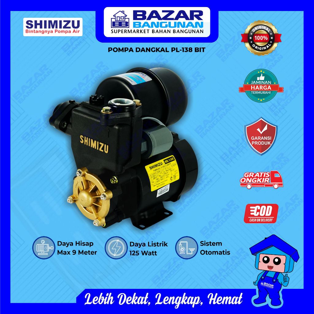Jual Shimizu - Pompa Air Jet Pump Jetpump Sumur Dangkal PL 138 Bit ...