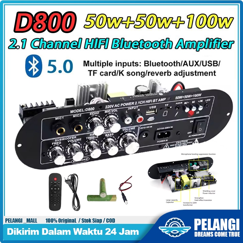 Jual D800 High-Power Subwoofer BT Bluetooth Digital Amplifier Board 2.1 ...