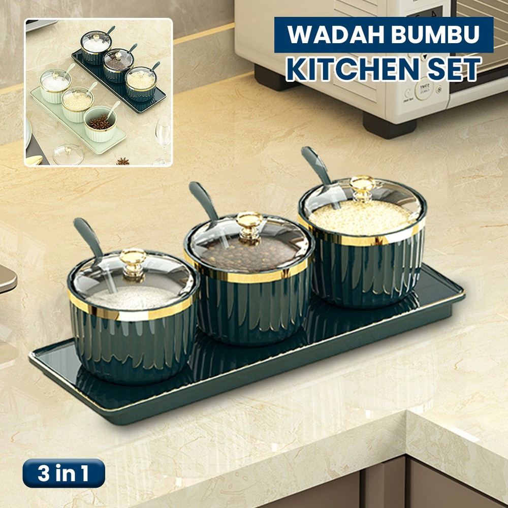Jual Tempat Bumbu Dapur Set 3IN1 Penyimpanan Gula Garam Dapur Serbaguna ...