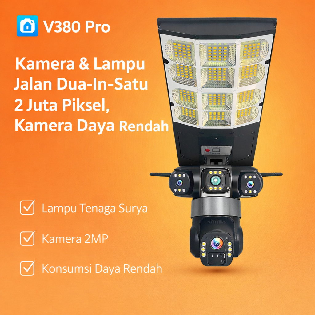 Jual 6MP V380 Pro CCTV Kamera Lampu Jalan dengan Tiga Lensa dan Deteksi ...
