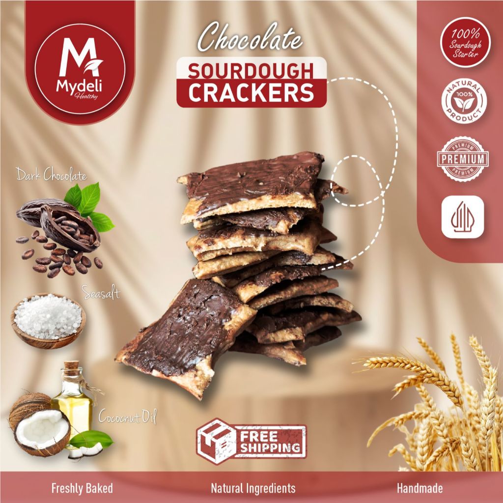 Jual Mydeli Healthy Belgian Chocolatte Sourdough Crackers | Dark Coklat ...