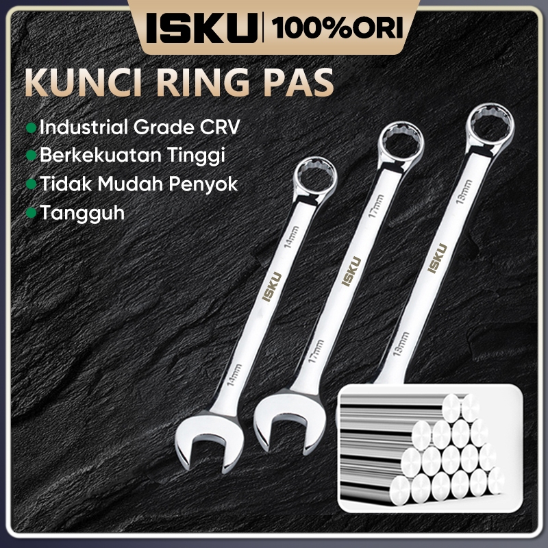 Jual ISKU Kunci Ring Pas Set 8-24mm Chrome Vanadium Cr-V Anti Karat ...