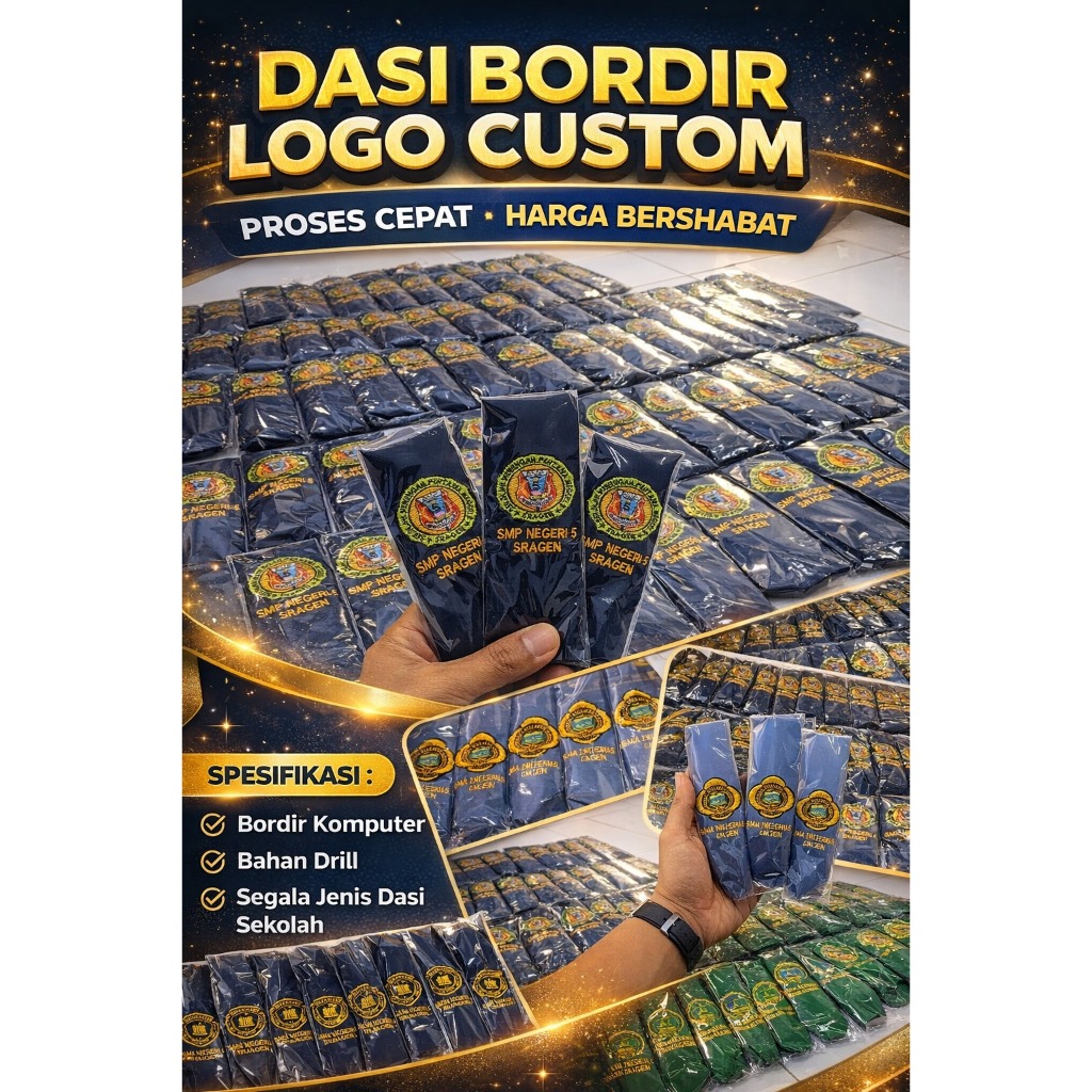 Jual Dasi Bordir Custom SMP SMA SMK (Logo Sendiri) | Shopee Indonesia