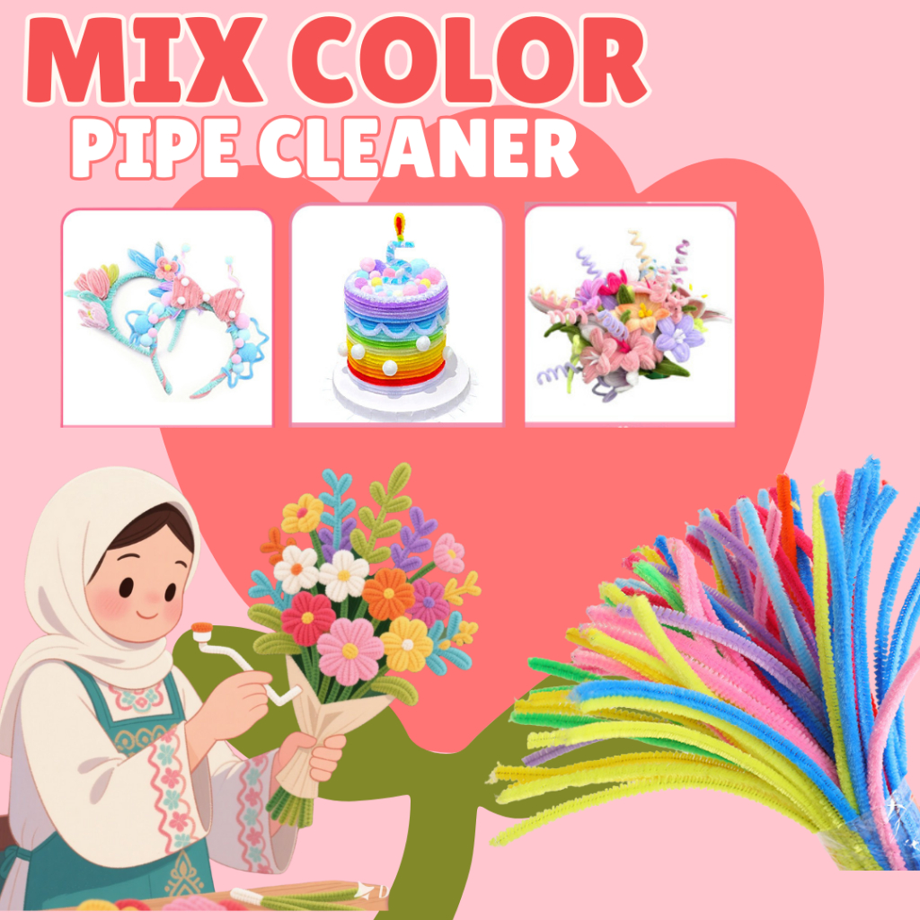 Jual Pipe Cleaner Kawat Bulu Mercy 100pcs DIY Pipe Cleaner Mix Warna ...