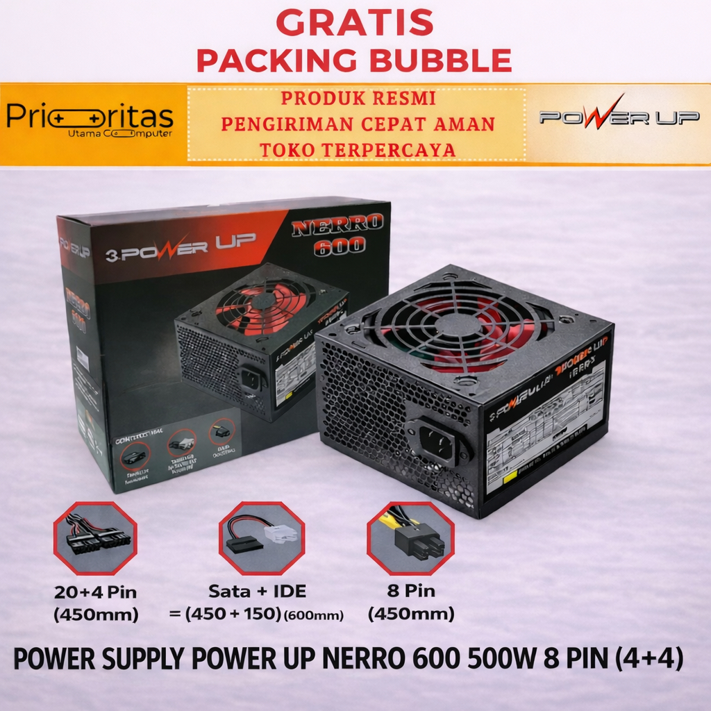 Jual PSU Power Supply Power Up NERO 600 500 WATT - PSU 600 Watt FREE ...