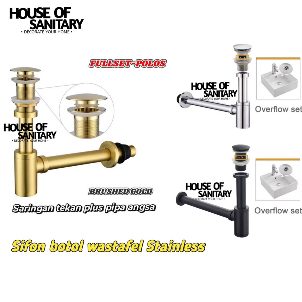 Jual Sofon botol Wastafel stainless overflow / Sifon pencet wsstafem ...