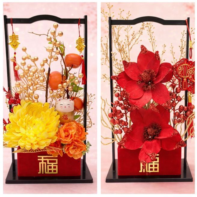 Jual Dekorasi Imlek Premium Set Bunga Model Keranjang Genggam Ukuran ...