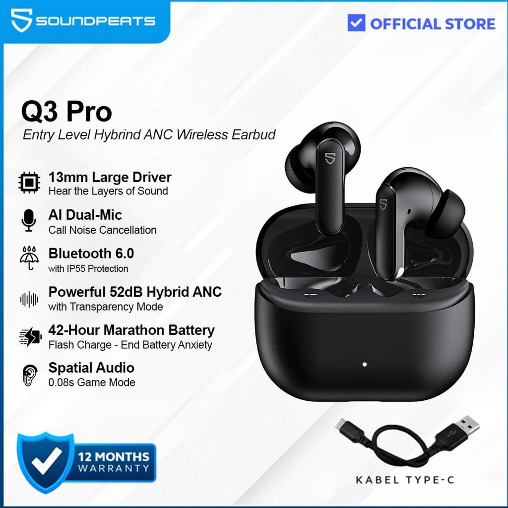 Jual SoundPEATS Q3 Pro True Wireless Earbuds with Powerful 52dB Hybrid ...