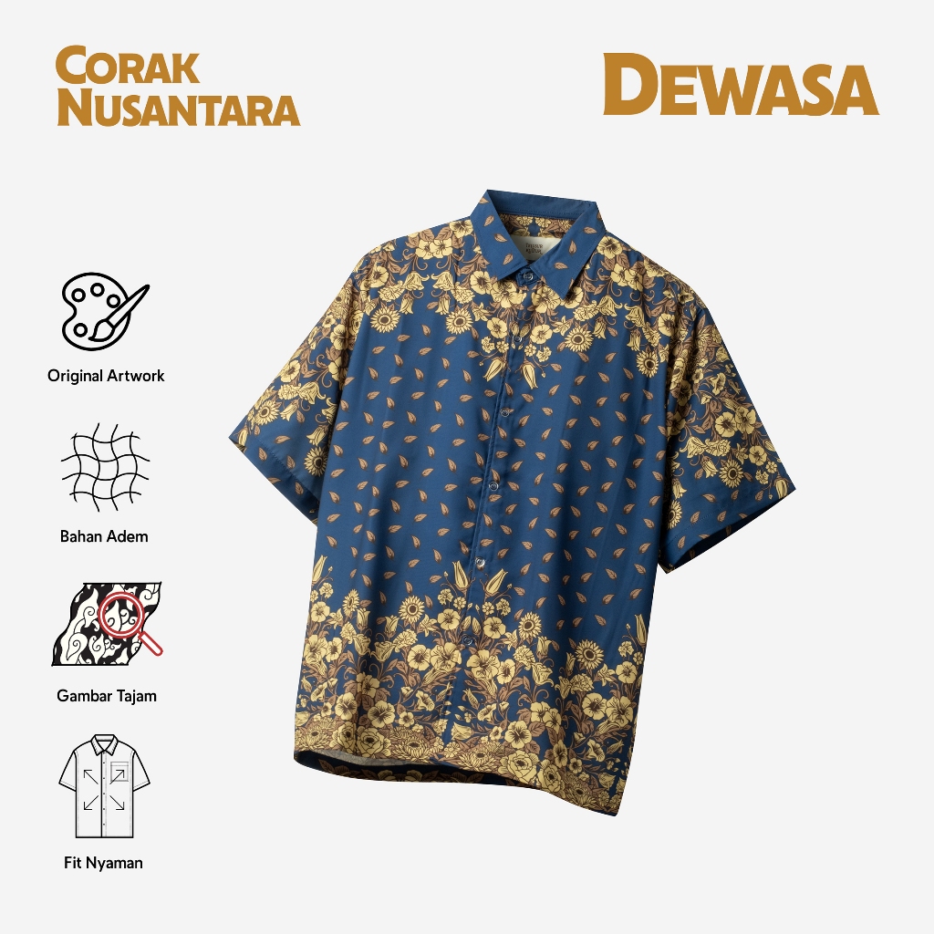 Jual Telusur Kultur Batik Print - Corak Nusantara - Flora Biru | Shopee ...
