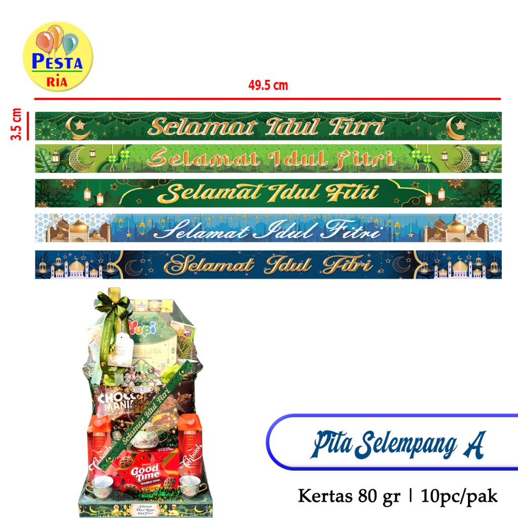 Jual Murah!! ( 1 Pak isi 10 Lembar) Pita Selempang A, pita parcel ...