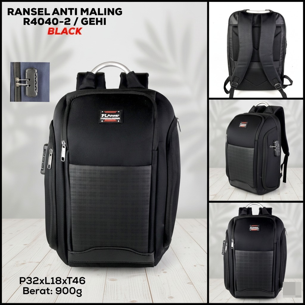 Jual TAS RANSEL UNISEX MULTFUNGSI TAS LAPTOP IMPORT TAS PL POWER R4040 ...