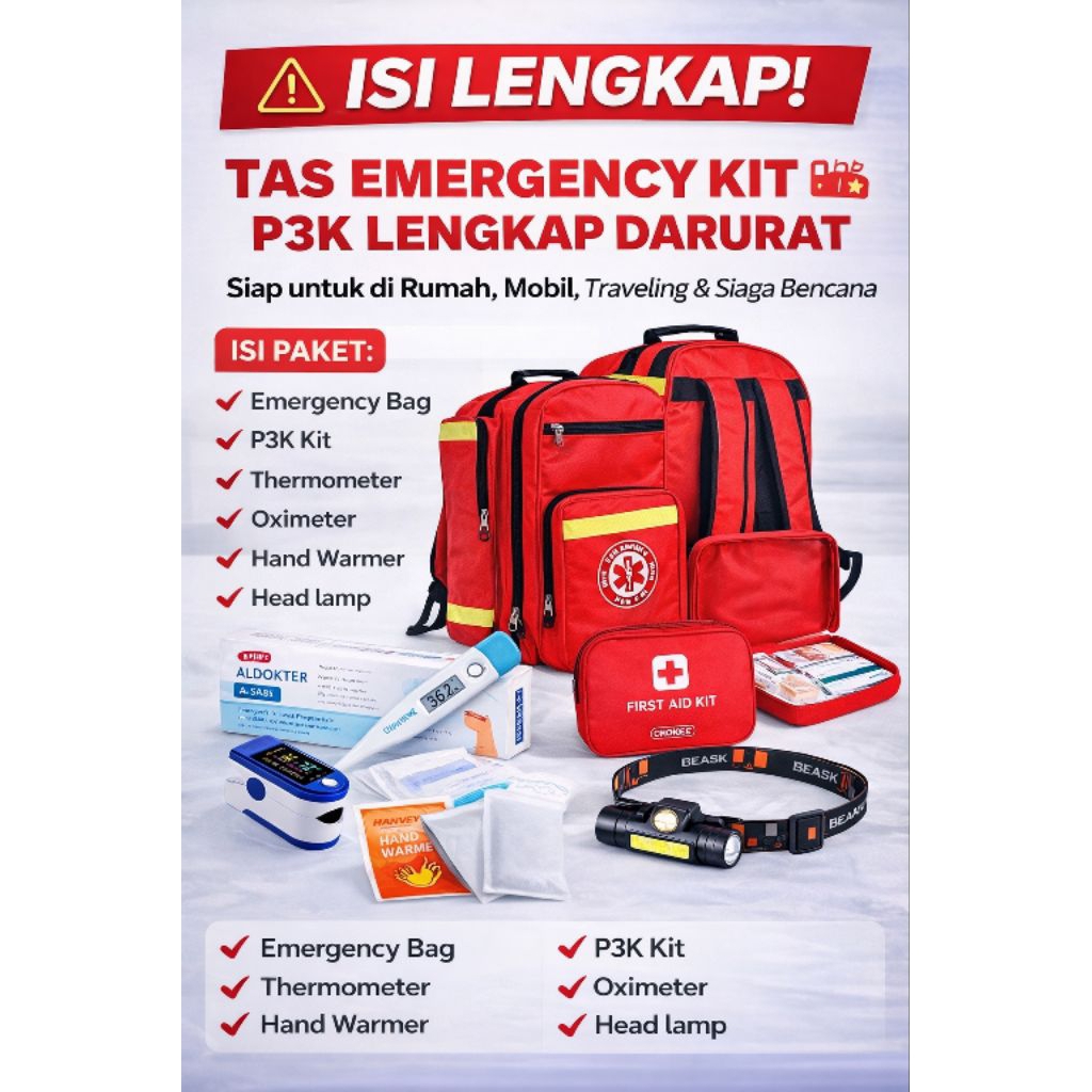 Jual Tas Emergency Kit P3K Lengkap Siaga Bencana Darurat | Emergency ...
