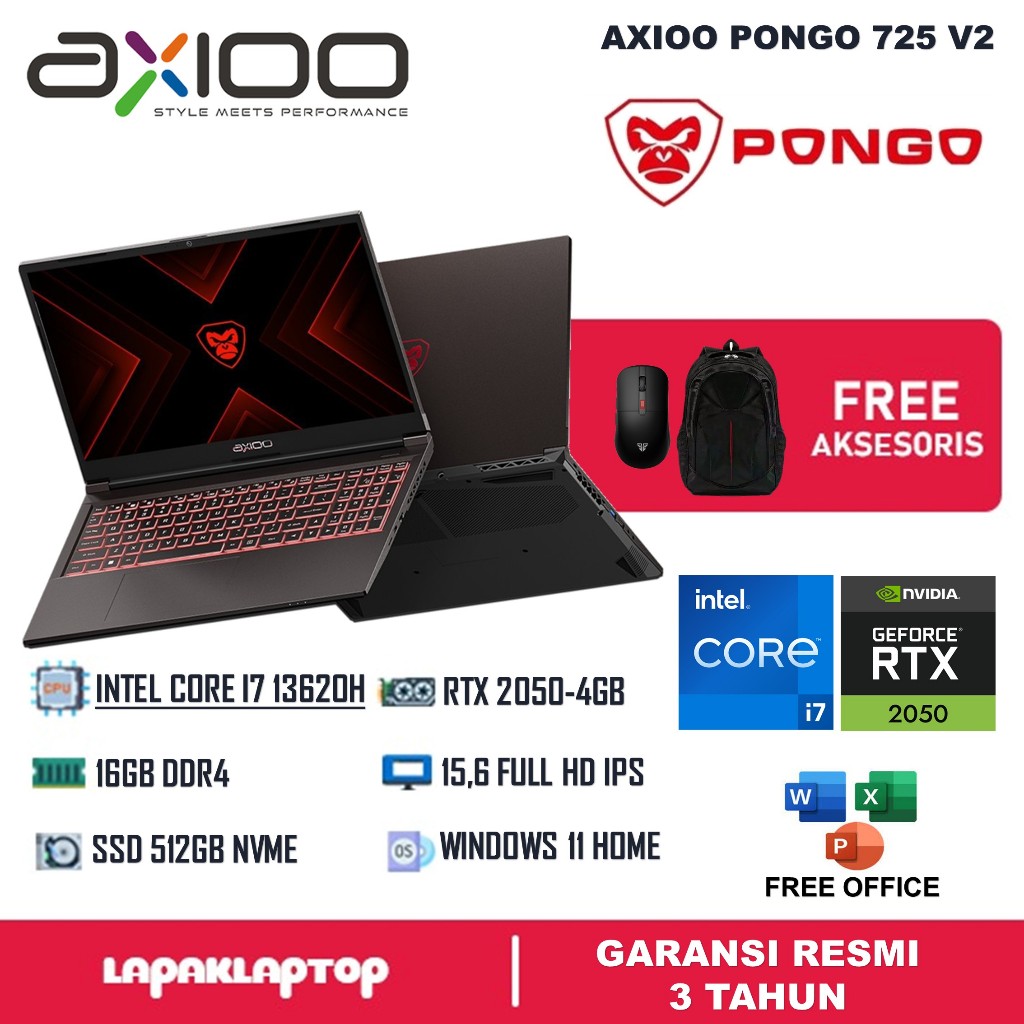 Jual LAPTOP GAMING AXIOO PONGO 725 INTEL I7 13620H 32GB 1TB SSD RTX2050 ...