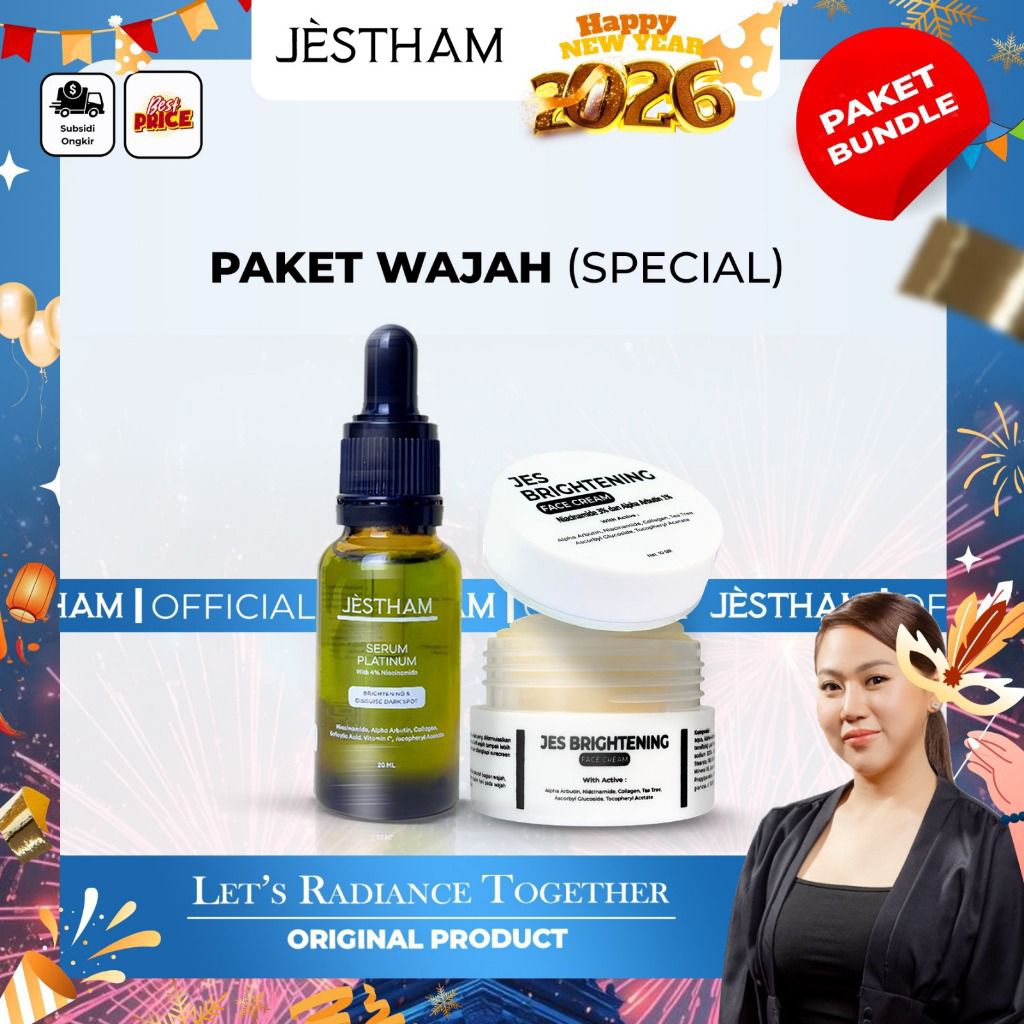 Jual Jestham Paket Wajah Jes Brightening Face Cream Dan Serum Platinum ...