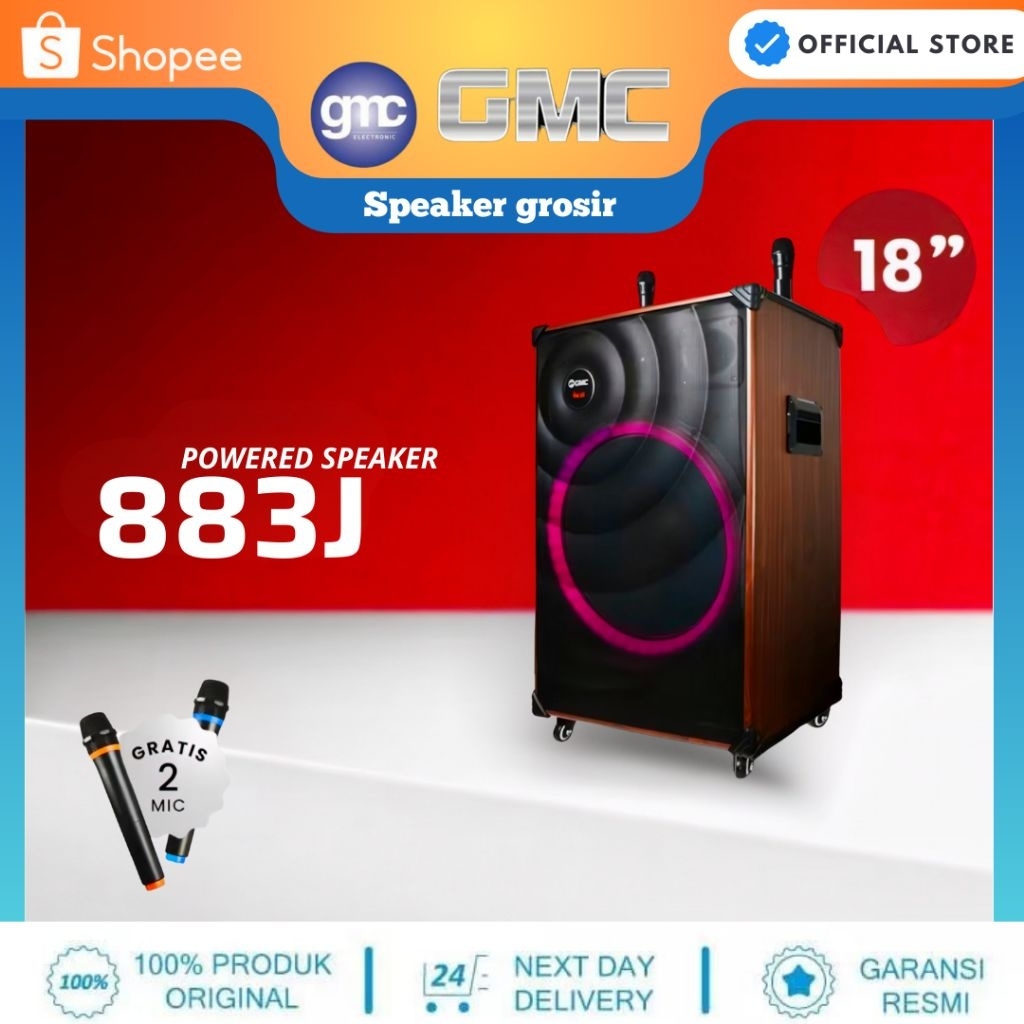 Jual GMC Speaker Karaoke Bluetooth 883J 18 Inch 195W Free 2 Mic ...