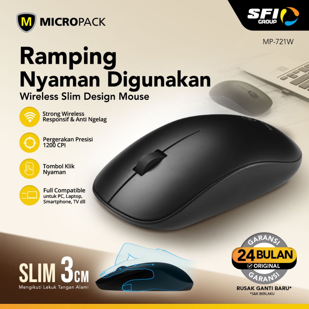 Jual Mouse Wireless Micropack Ultra Slim - MP-721W - SFI Group | Shopee ...