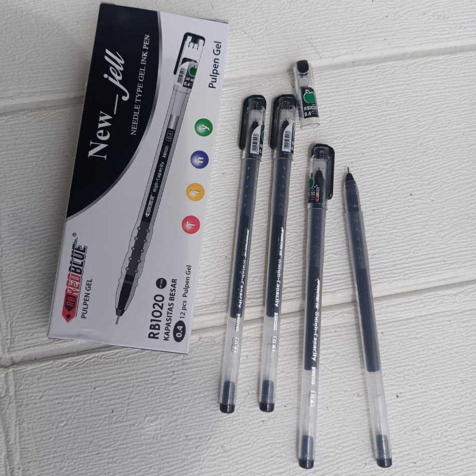 Jual (1 PACK=12PCS) Bolpen / Pulpen NEW GEL REDBLUE Original 0.4 ...