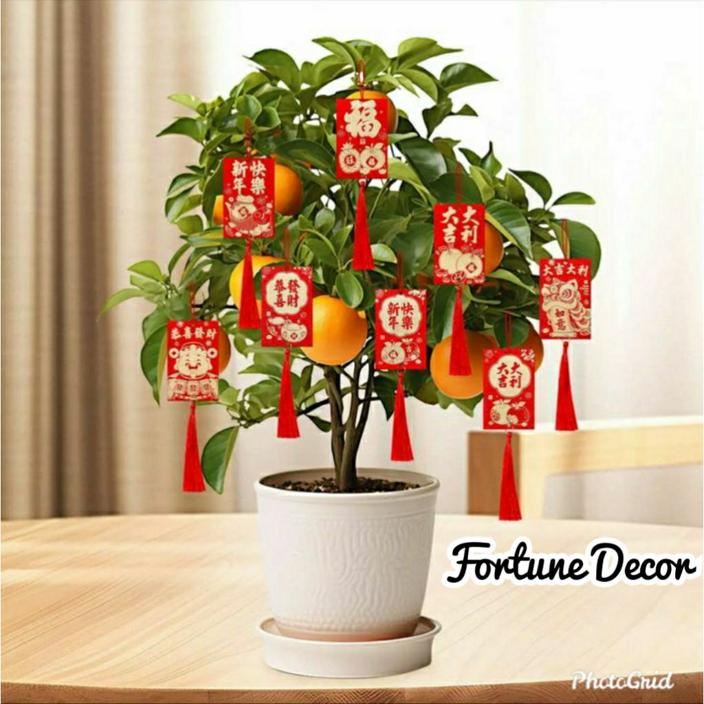 Jual Gantungan pohon imlek angpao mini hologram isi 6 dengan kata-kata ...